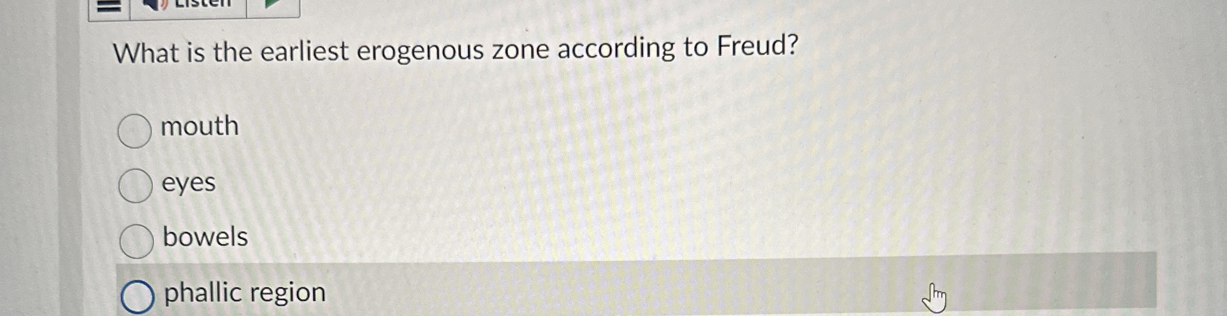 Solved What is the earliest erogenous zone according to | Chegg.com