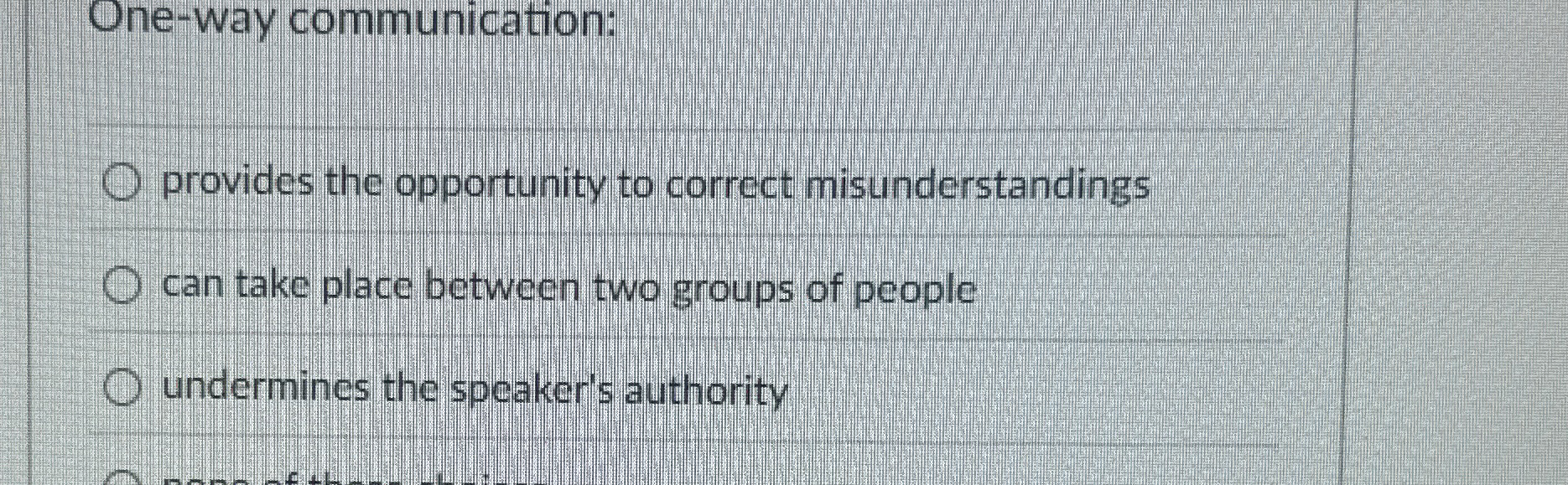 Solved One-way communication:provides the opportunity to | Chegg.com