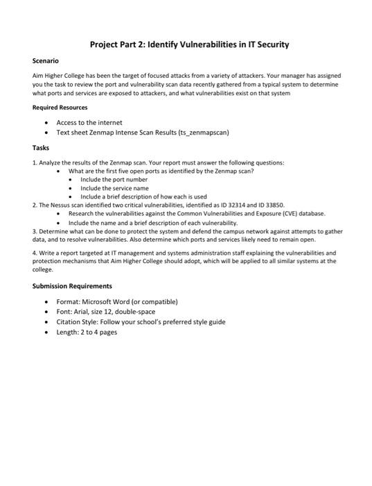 Tasks 1. Analyze the results of the Zenmap scan. Your | Chegg.com