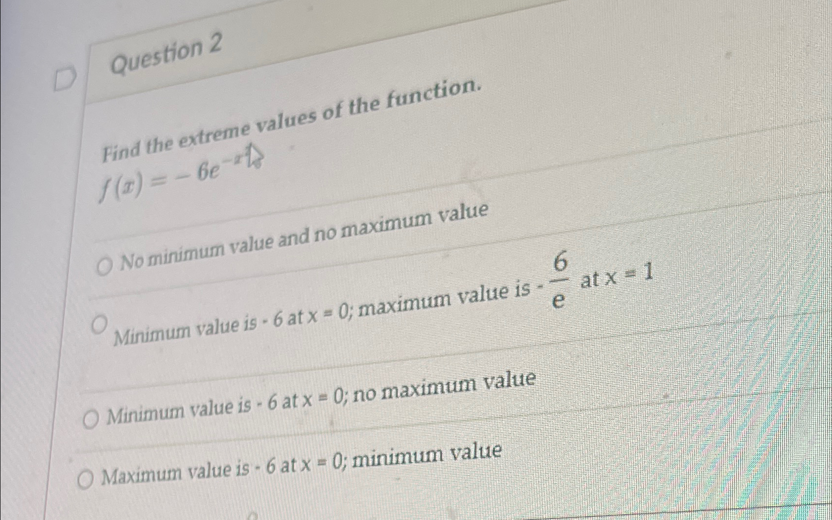 Solved Question 2Find the extreme values of the | Chegg.com