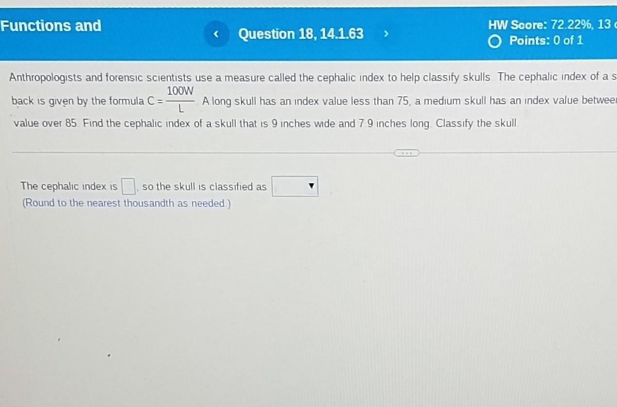 Solved Anthropologists and forensic scientists use a measure | Chegg.com