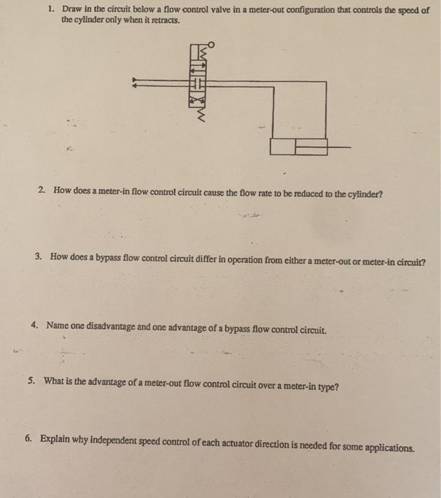 Solved 1. Draw in the circuit below a flow control valve in | Chegg.com