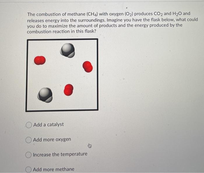 Solved The combustion of methane (CH4) with oxygen (O2) | Chegg.com