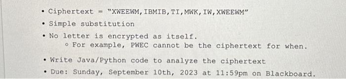Solved Ciphertext Simple substitution No letter is encrypted | Chegg.com