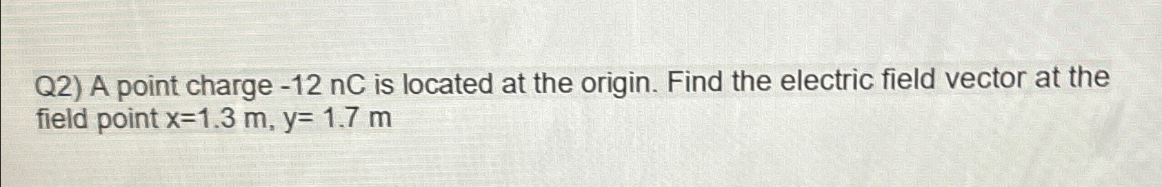 Solved Q2) ﻿A point charge -12nC ﻿is located at the origin. | Chegg.com
