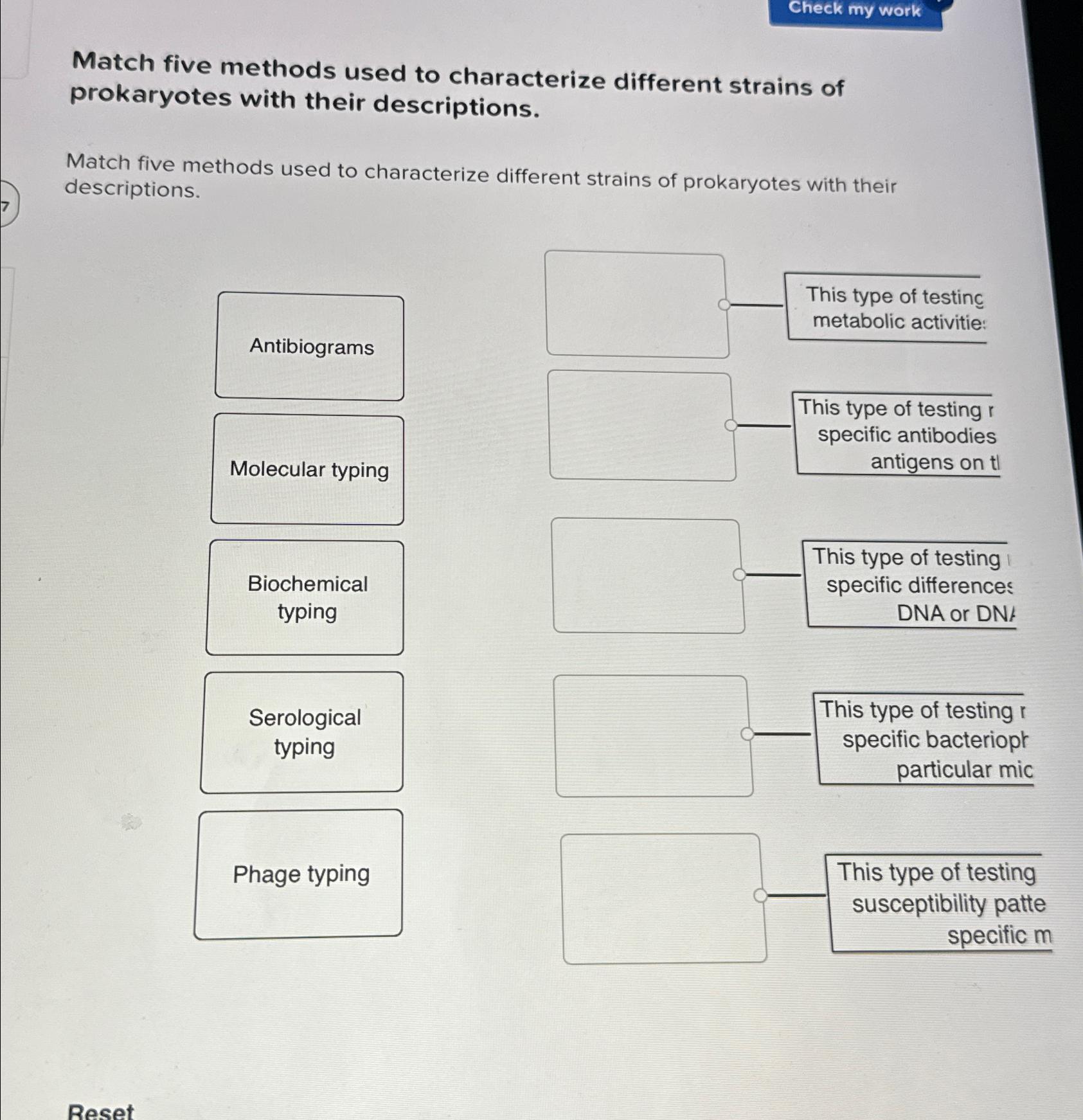 Solved Match five methods used to characterize different | Chegg.com