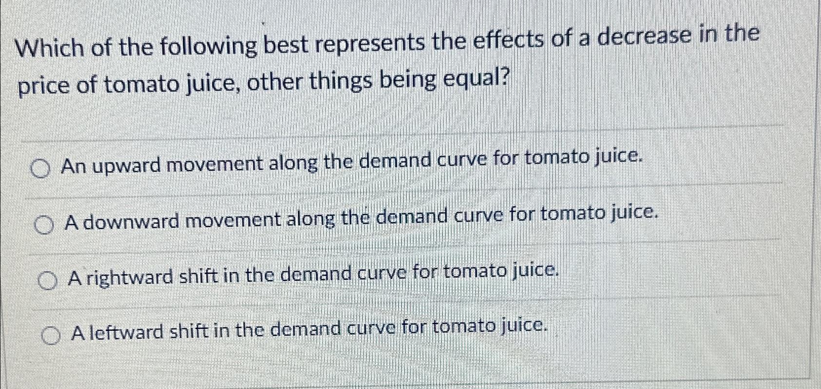 Solved Which of the following best represents the effects of | Chegg.com