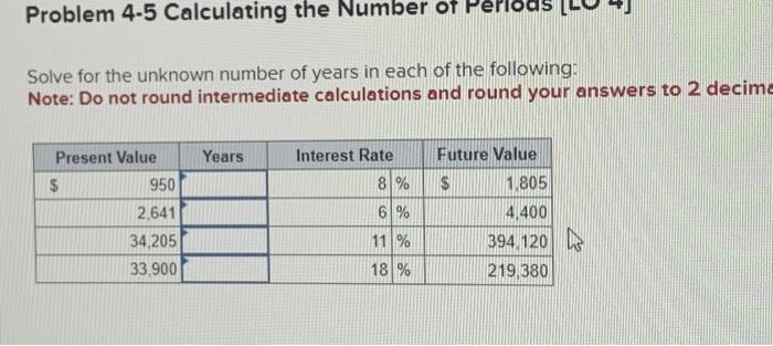 Solved Problem 4-5 Calculating the Number of Period Solve | Chegg.com
