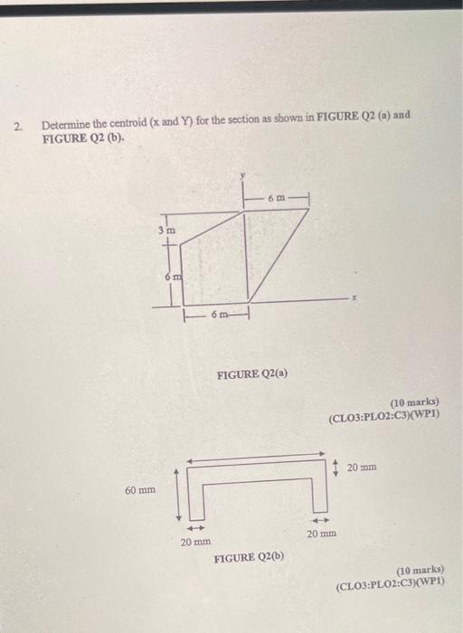Solved 2. Determine the centroid ( x and Y ) for the section | Chegg.com