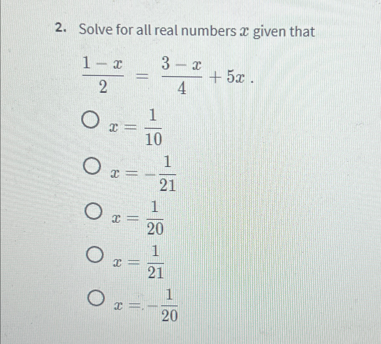 Solved Solve for all real numbers x ﻿given | Chegg.com