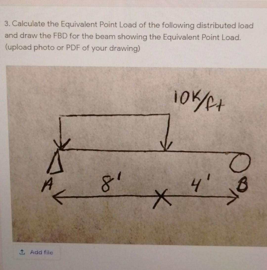 Solved 3. Calculate the Equivalent Point Load of the | Chegg.com