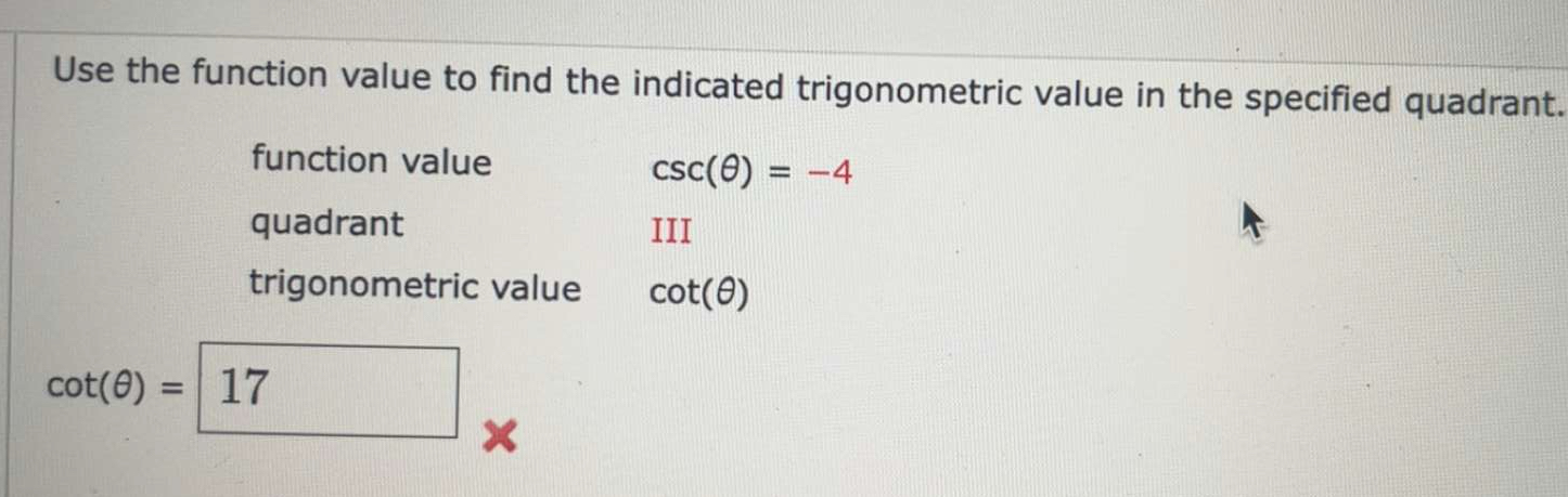 Solved Use the function value to find the indicated | Chegg.com