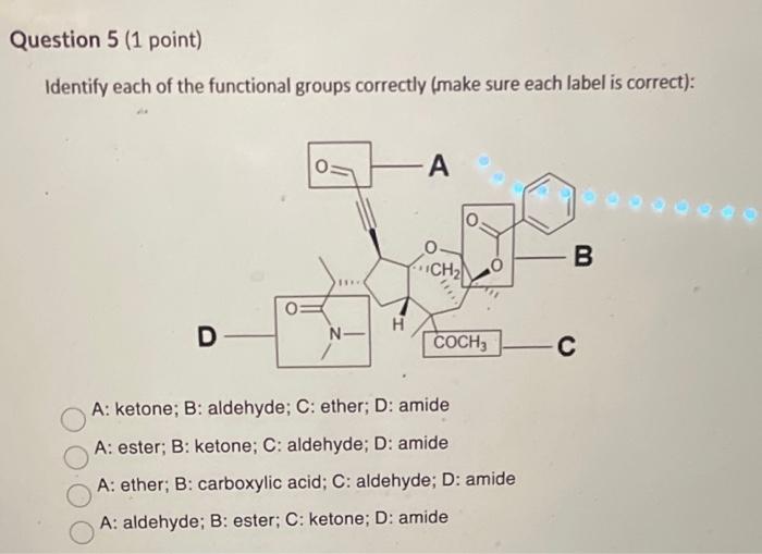 Solved Identify each of the functional groups correctly | Chegg.com