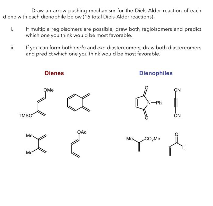 Solved Draw an arrow pushing mechanism for the Diels-Alder | Chegg.com