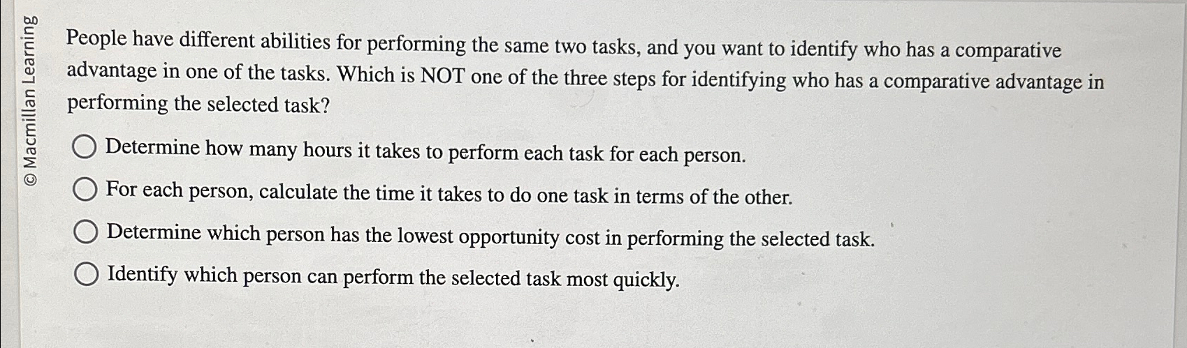 Solved People have different abilities for performing the | Chegg.com