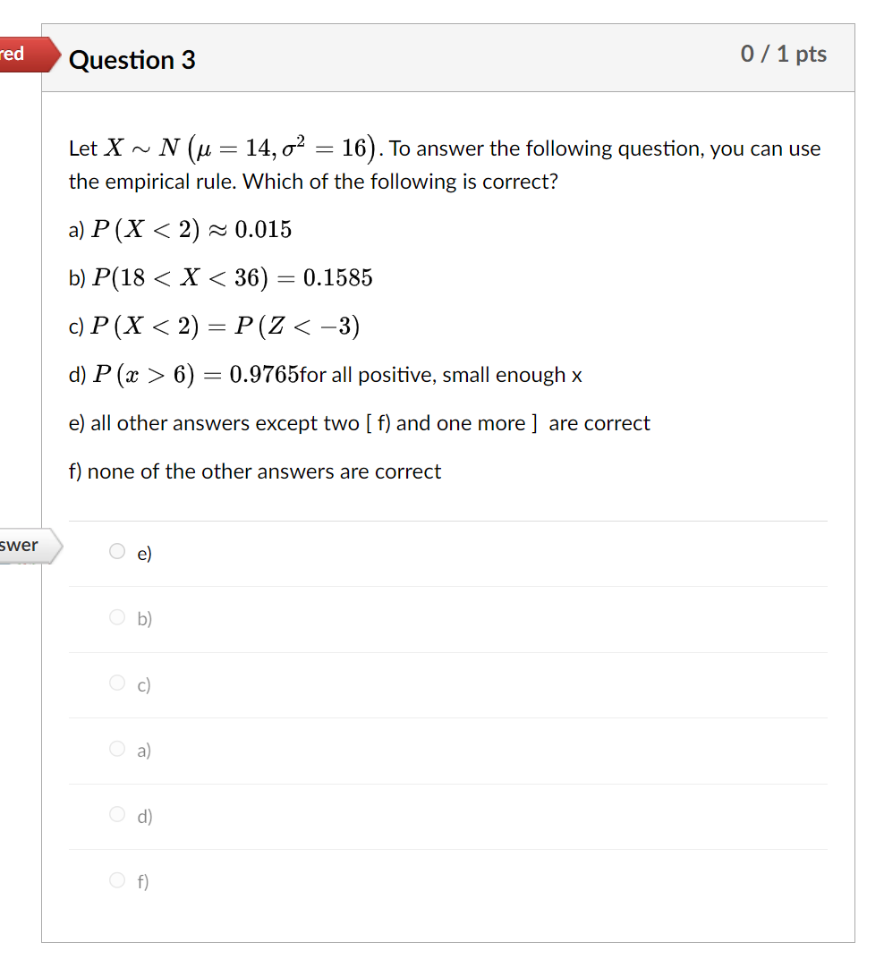 Solved Question 3Let x∼N(μ=14,σ2=16). ﻿To answer the | Chegg.com