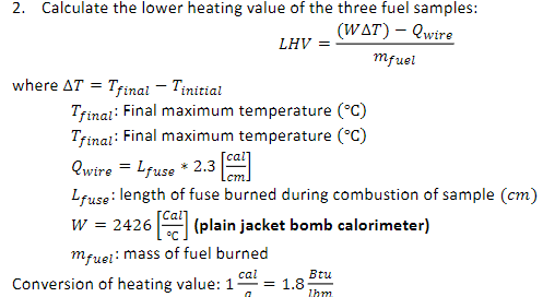 Solved Calculate the lower heating value of the three fuel | Chegg.com