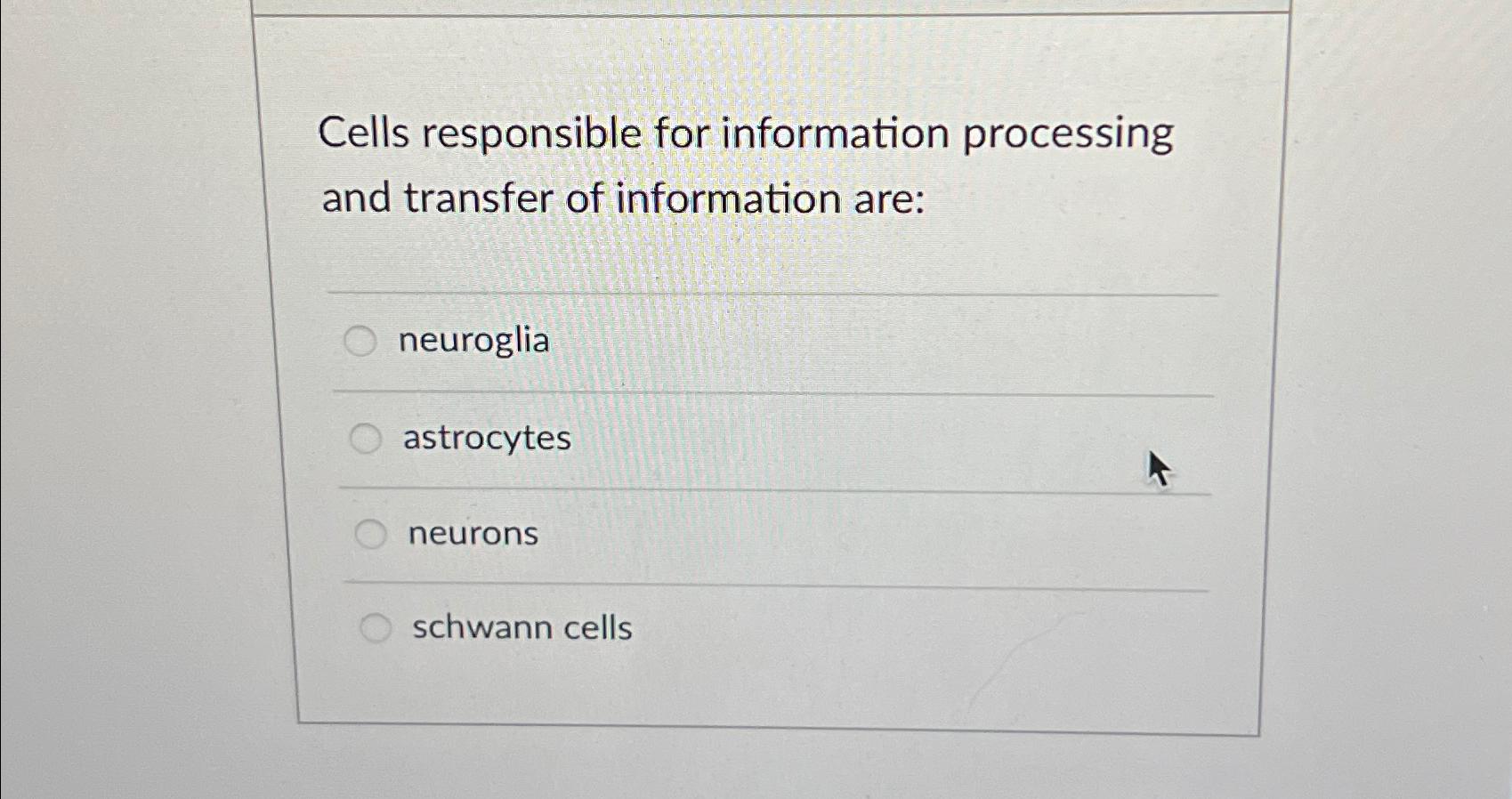 Solved Cells responsible for information processing and | Chegg.com