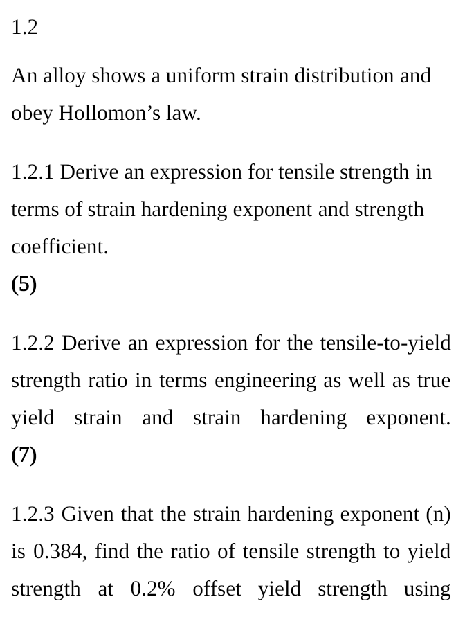 Solved 1.2 An alloy shows a uniform strain distribution and | Chegg.com
