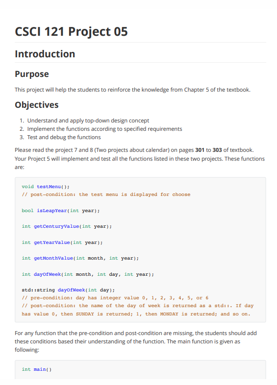 Solved CSCI 121 ﻿Project 05IntroductionPurposeThis project | Chegg.com