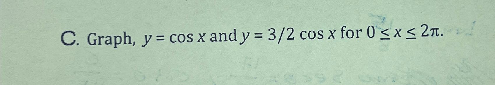 Solved C. ﻿Graph, y=cosx ﻿and y=32cosx ﻿for 0≤x≤2π. | Chegg.com