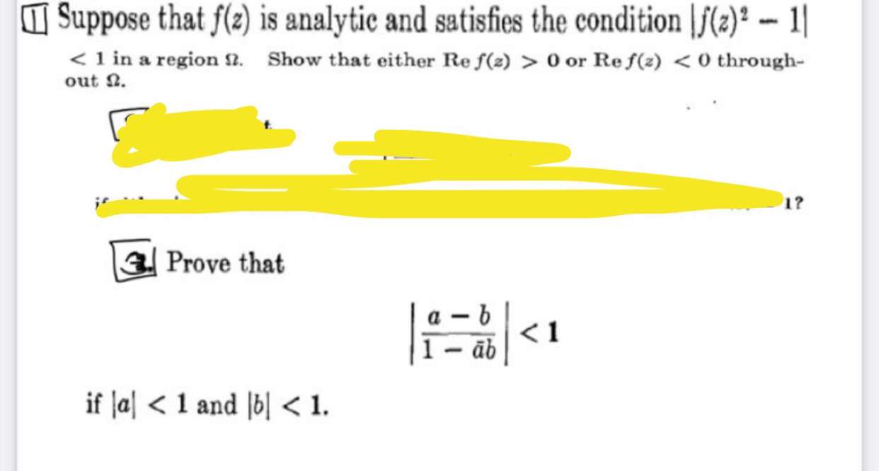 Solved (11) ﻿Suppose that f(z) ﻿is analytic and satisfies | Chegg.com