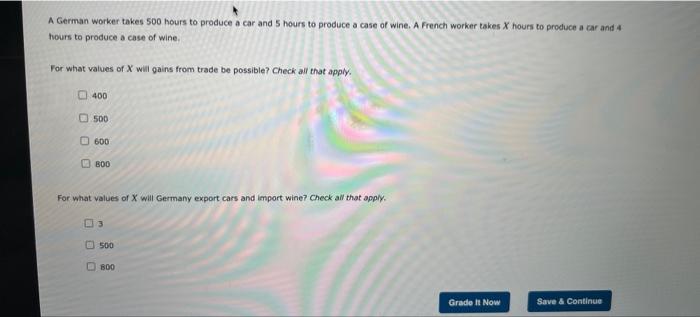 Solved A German worker takes 500 hours to produce a car and | Chegg.com