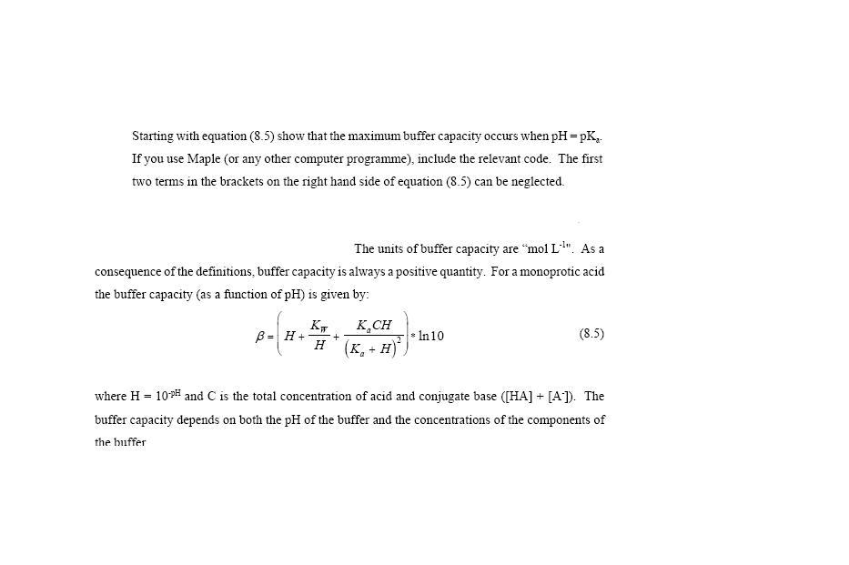 Starting with equation (8.5) show that the maximum | Chegg.com
