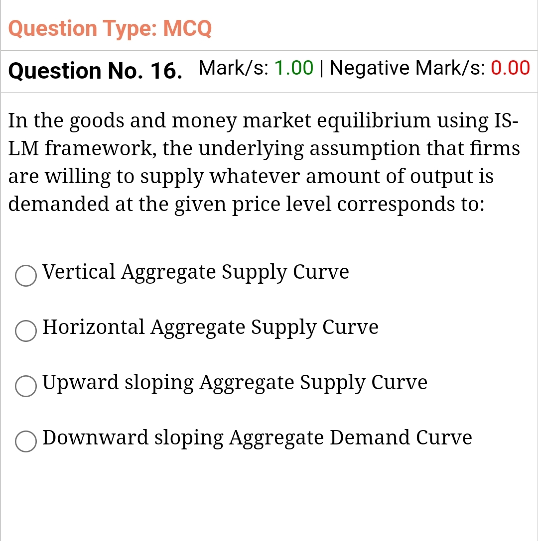 Solved Question Type: MCQQuestion No. 16. ﻿Mark/s: 1.00 | | Chegg.com