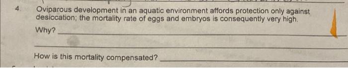 Solved Oviparous development in an aquatic environment | Chegg.com