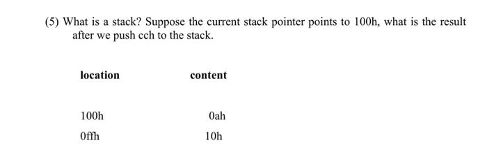Solved 5) What is a stack? Suppose the current stack pointer | Chegg.com