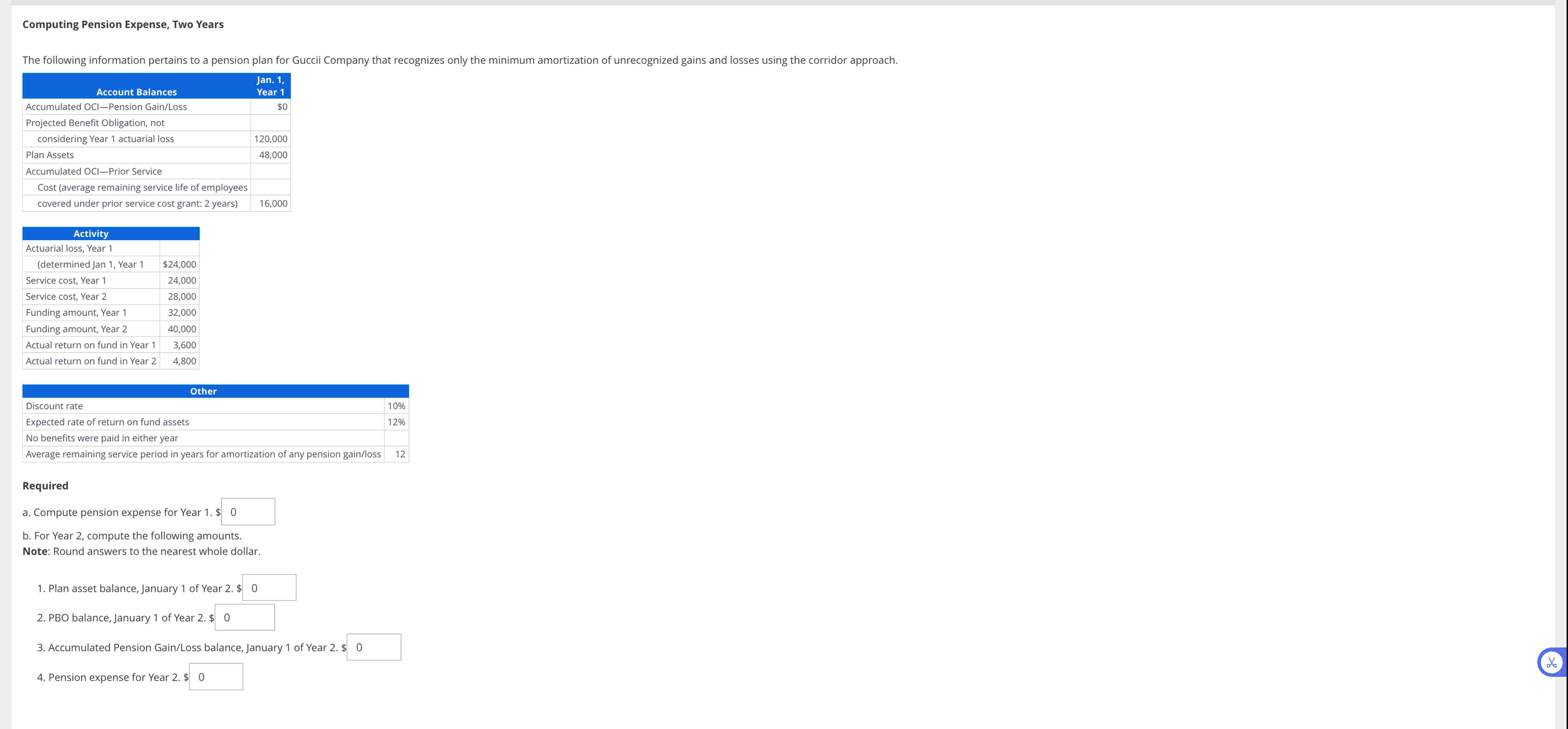 Solved Computing Pension Expense, Two YearsThe following | Chegg.com