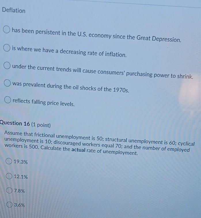 Solved Deflation has been persistent in the U.S. economy | Chegg.com