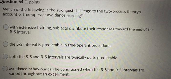 Solved oint) In a free-operant procedure, if the R-S | Chegg.com