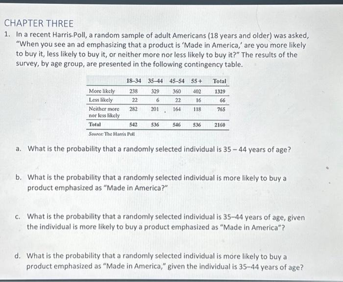 Solved CHAPTER THREE 1. In a recent Harris.Poll, a random | Chegg.com