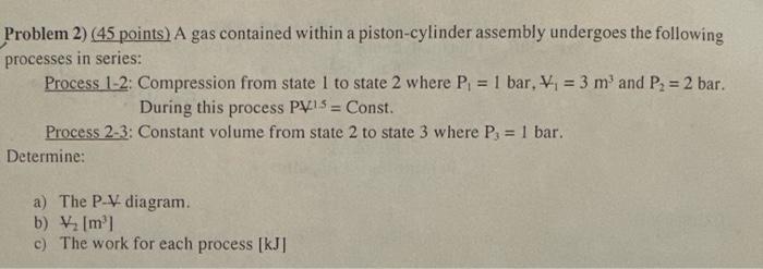 Solved Problem 2 ) (45 points) A gas contained within a | Chegg.com