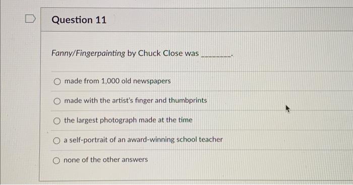 Fanny/Fingerpainting by Chuck Close was made from | Chegg.com