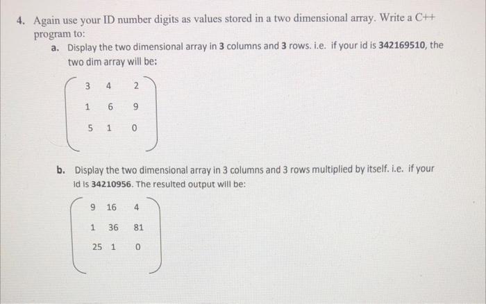 Solved Again use your ID number digits as values stored in a | Chegg.com