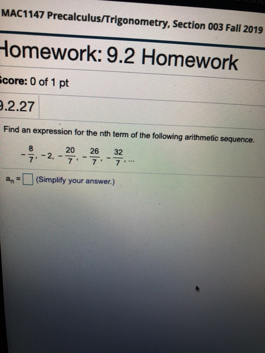 Solved AC1147 Precalculus/Trigonometry, Section 003 Fall | Chegg.com