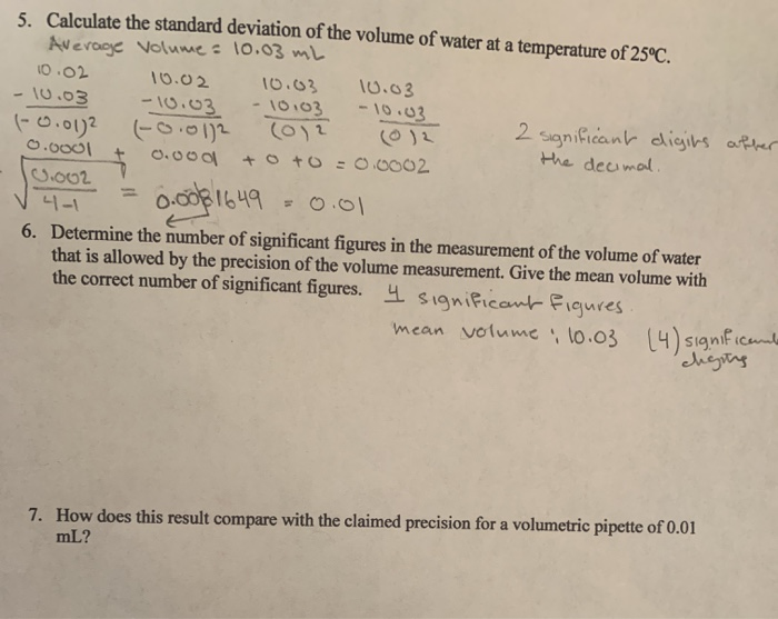 5. Calculate the standard deviation of the volume of | Chegg.com