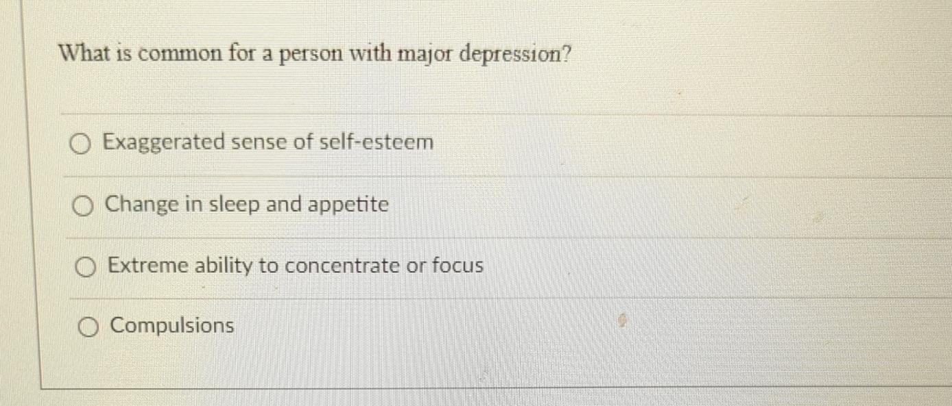 Solved What is common for a person with major | Chegg.com