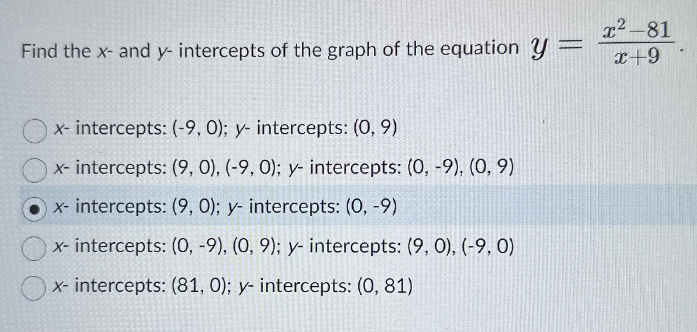 Solved Find the x - ﻿and y-intercepts of the graph of the | Chegg.com