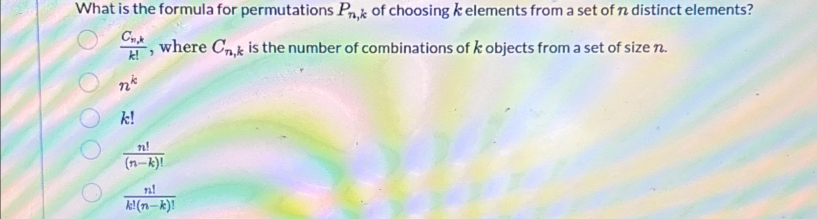 Solved What is the formula for permutations Pn,k ﻿of | Chegg.com