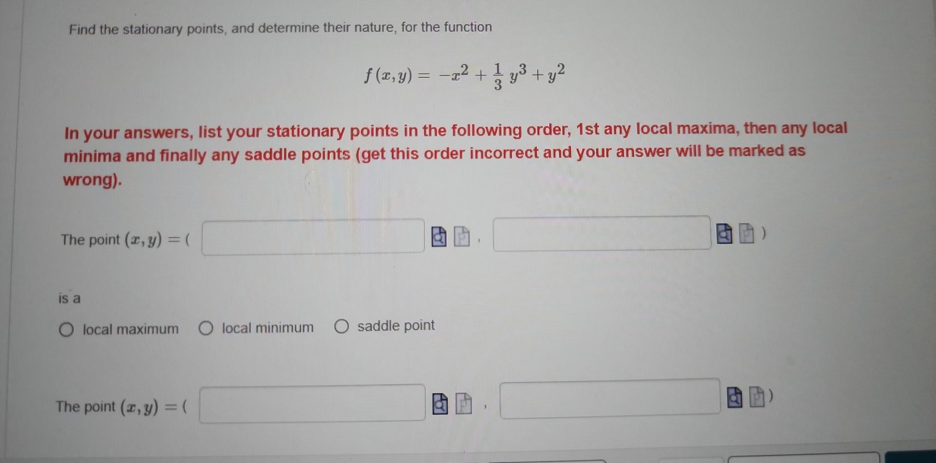Solved Find the stationary points, and determine their | Chegg.com