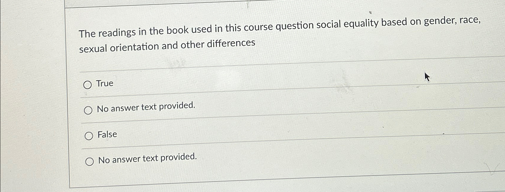 Solved The readings in the book used in this course question | Chegg.com