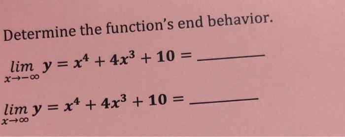 Solved Determine the function's end behavior. | Chegg.com