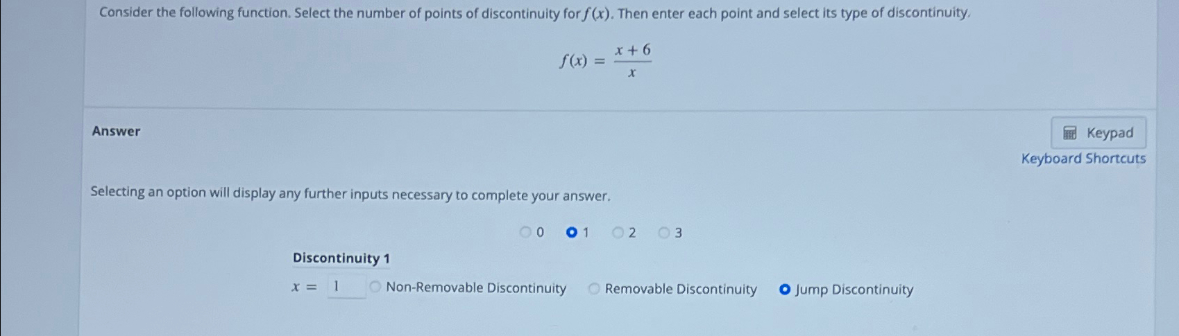Solved Consider the following function. Select the number of | Chegg.com