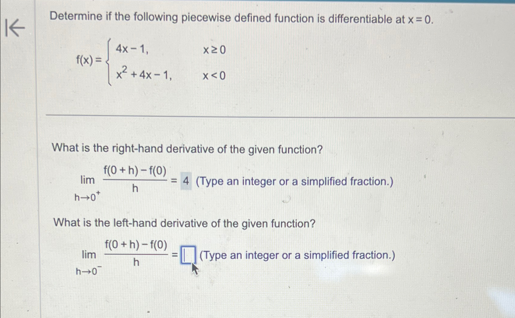 Solved Determine if the following piecewise defined function | Chegg.com