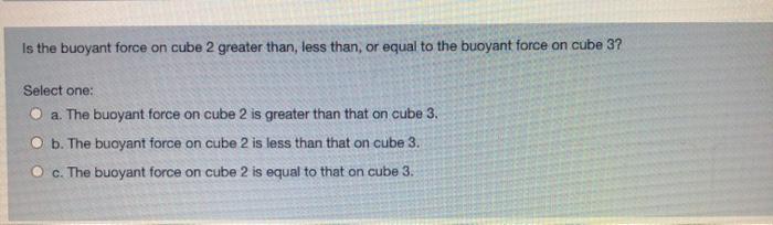 Solved Three cubes that are the same size and shape, but | Chegg.com