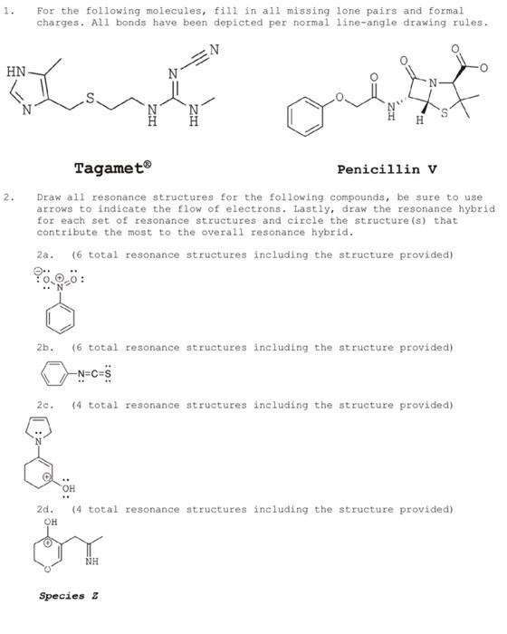 Solved 1. For the following molecules, fill in all missing | Chegg.com